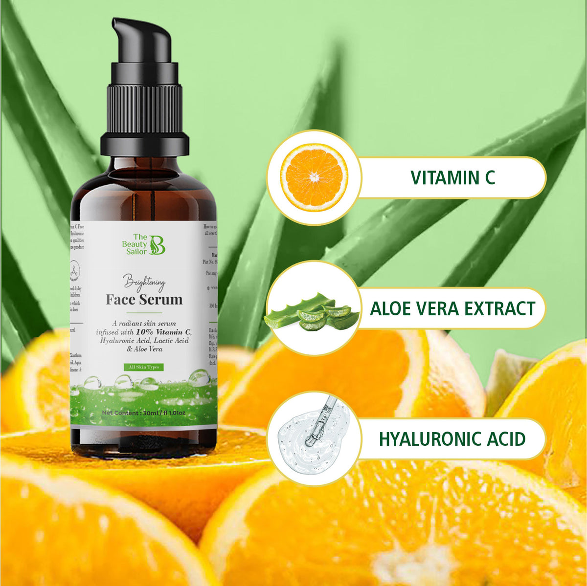 10% Vitamin C Face Serum for Brightening Skin:The Beauty Sailor