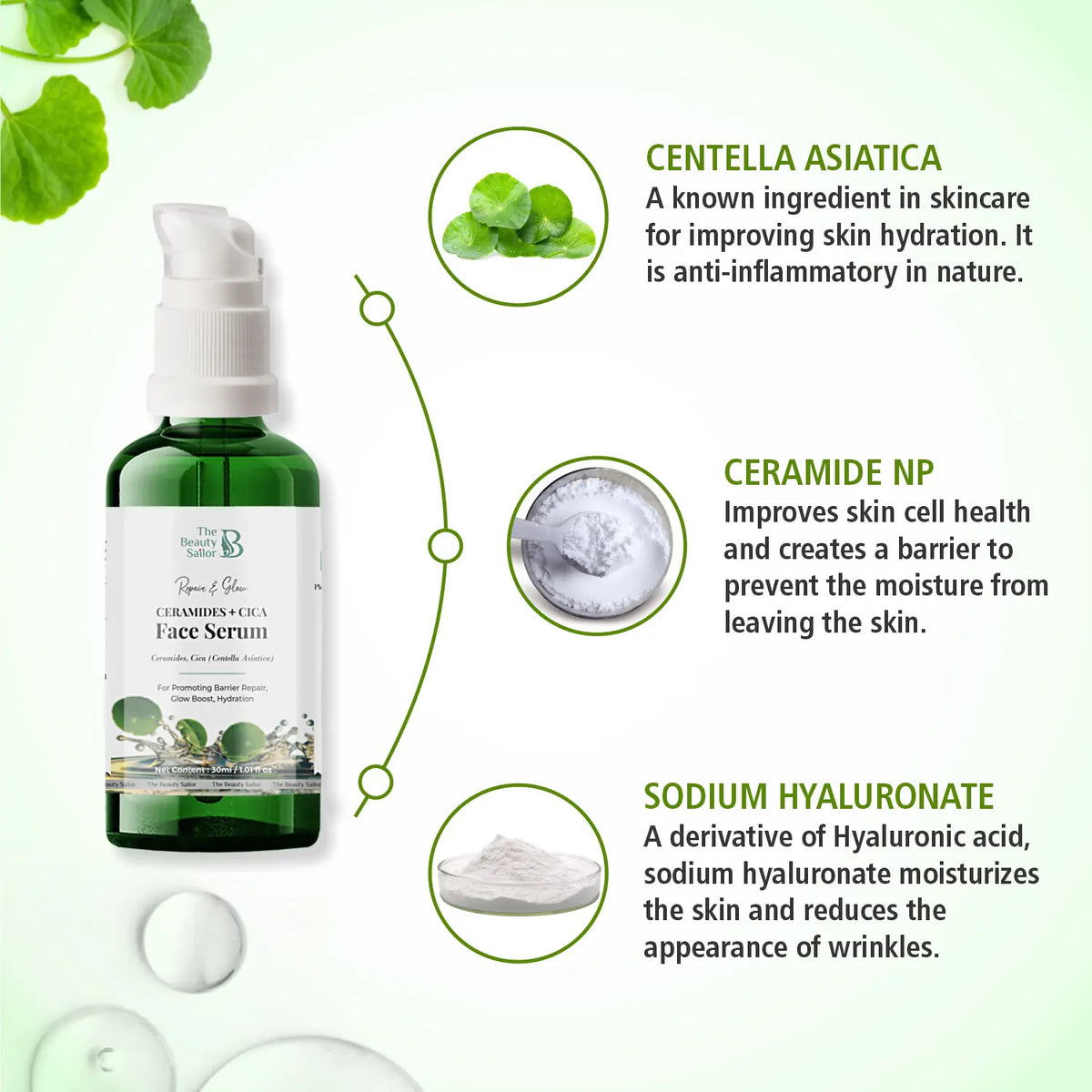 Ceramides & CICA Face Serum for Skin Barrier:The Beauty Sailor